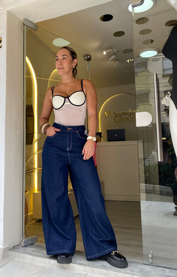 Body Merci Negro y Marfil – Mercedes Giraldo